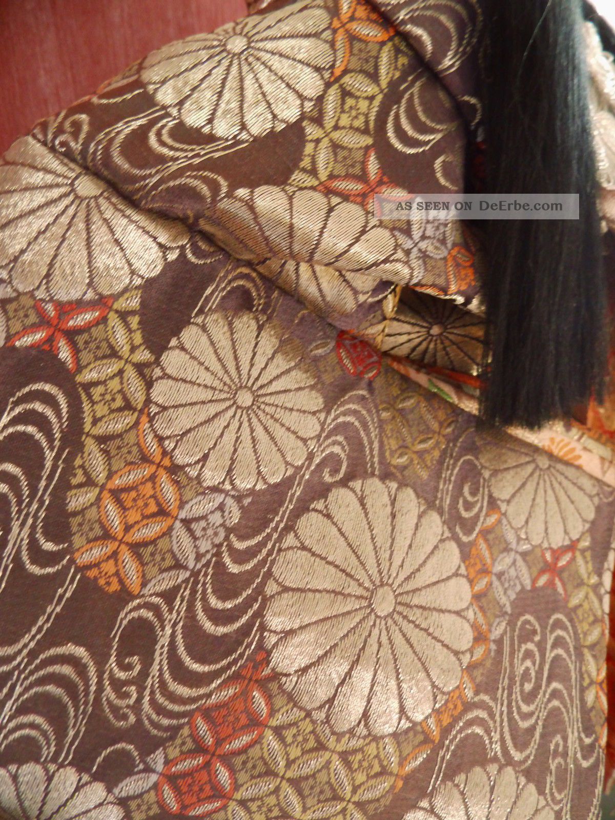 Old Gofun Handmade Rare Japanese Iki Ningyo Doll Silk 70cm 27, 5 Inch Oiran