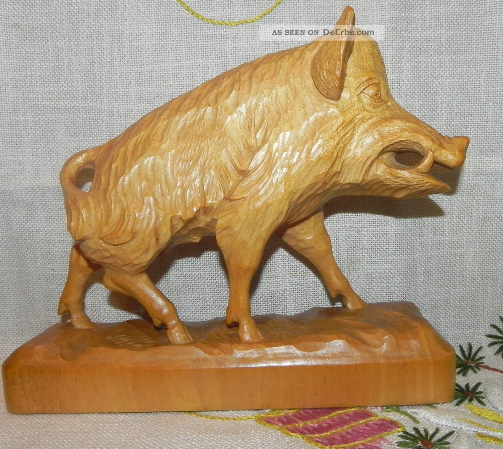 Seltene, Schöne Holzfigur – „wildschwein - Eber“ Holzschnitzerei Jäger ...