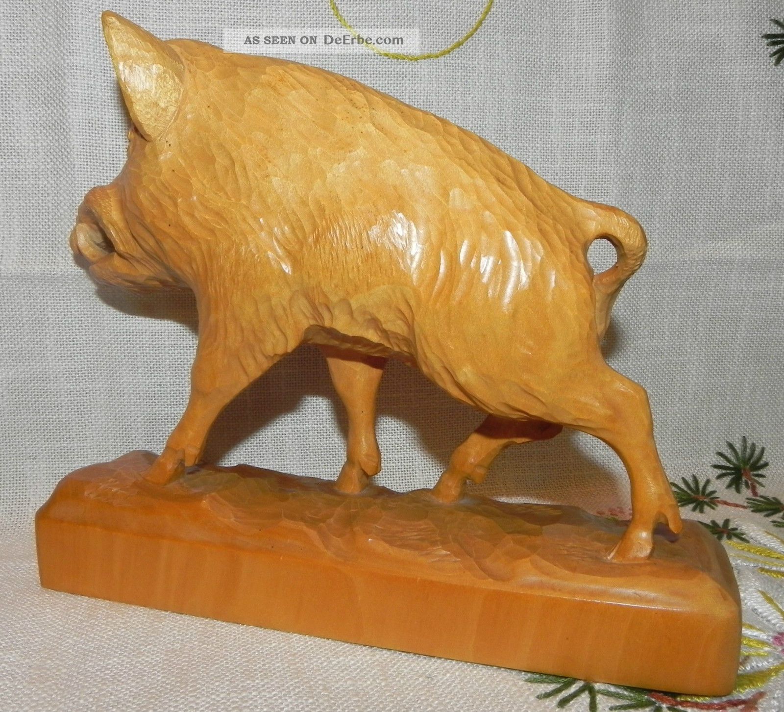 Seltene, Schöne Holzfigur – „wildschwein - Eber“ Holzschnitzerei Jäger ...