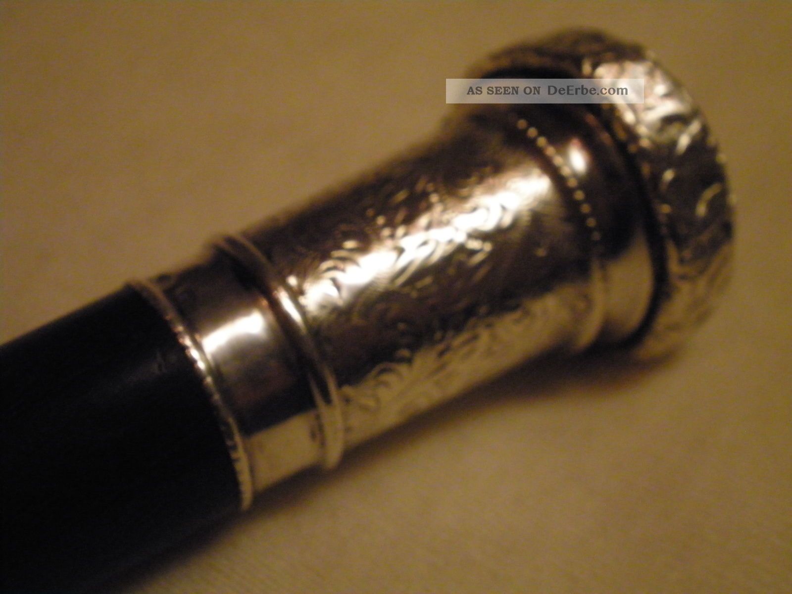 Spazierstock Jugendstil Mit Silber Griff / Versilbert