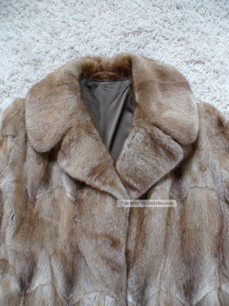 Damen Echt Pelzmantel Pelz Jacke Braun Fell Bisam Wamme Echtpelz ...