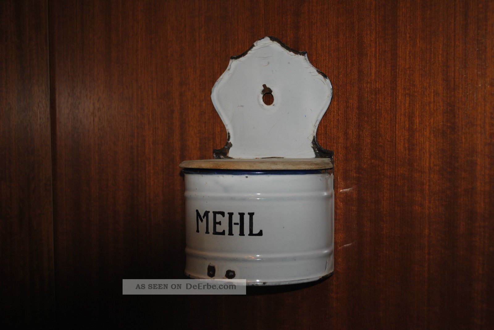 Emaillie Metallbehälter Dose Mehl " Armee " Antik Vorrat Jugendstil ...