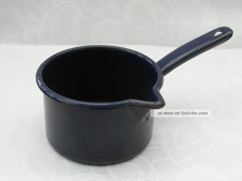 Alter Emaille Topf Kochtopf Mit Stiel Stieltopf Kasserolle Email ...