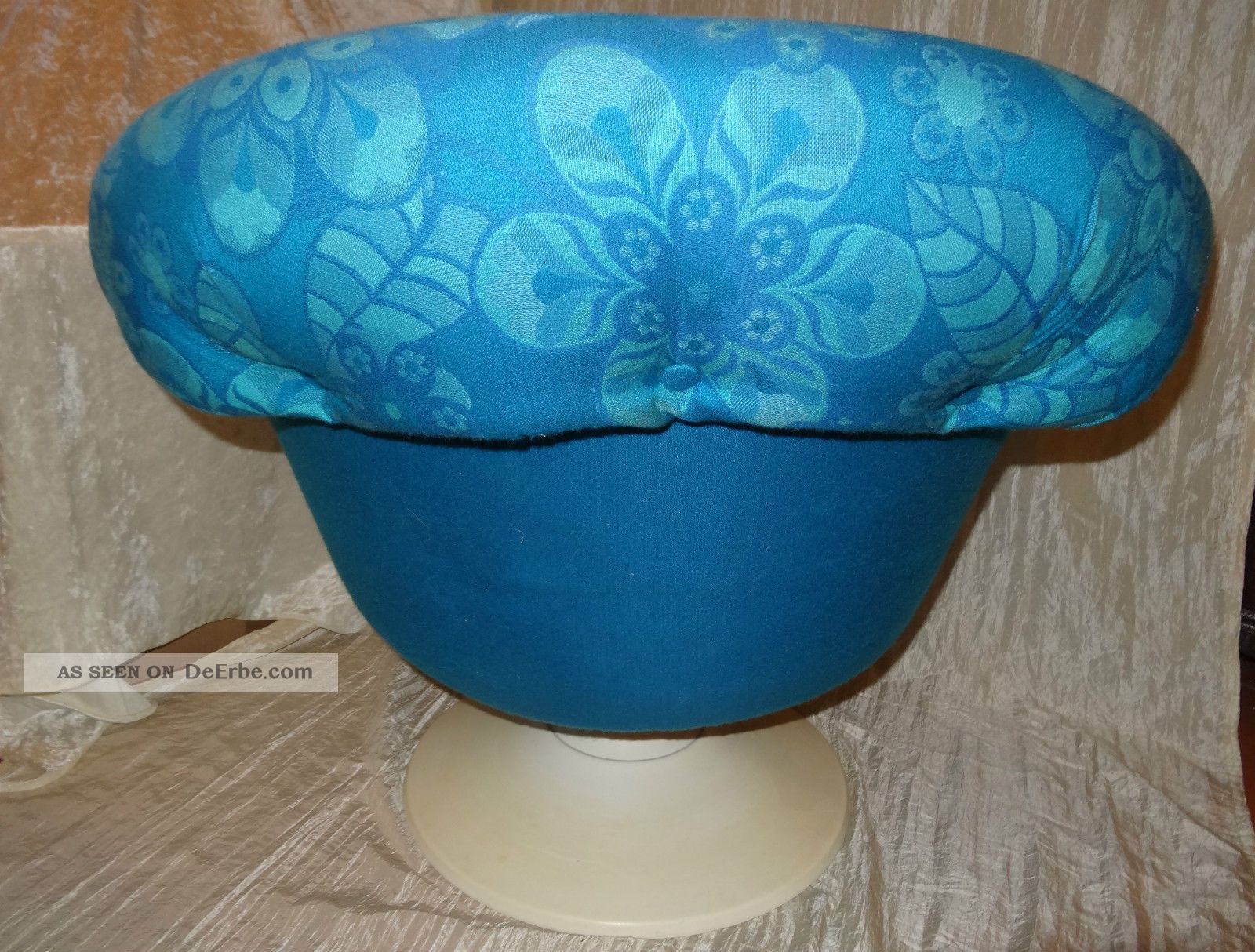 Orig. 70er Sessel Armlehnen Clubsessel Blau Blumen Drehsessel Drehstuhl ...