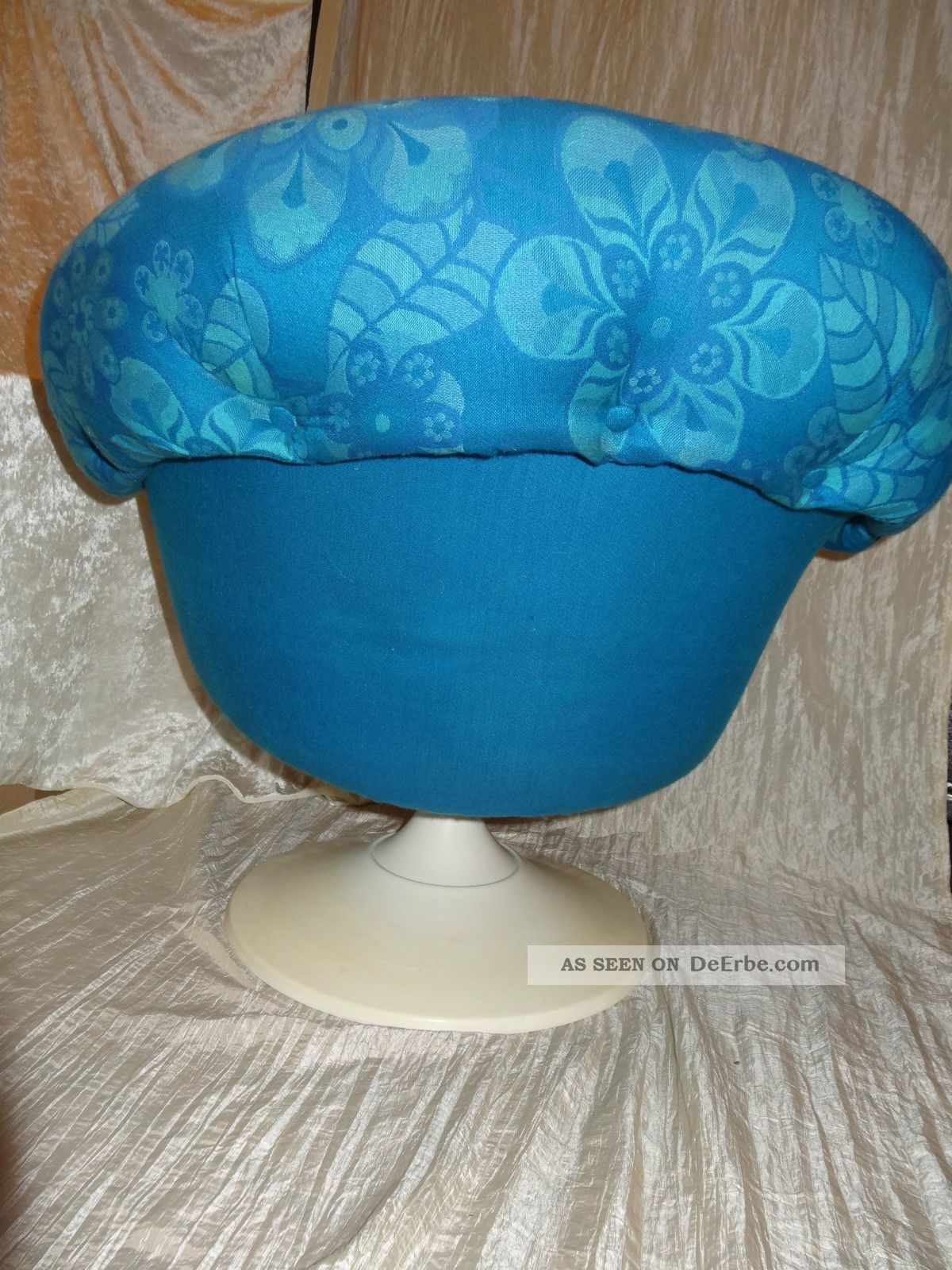 Orig. 70er Sessel Armlehnen Clubsessel Blau Blumen Drehsessel Drehstuhl ...