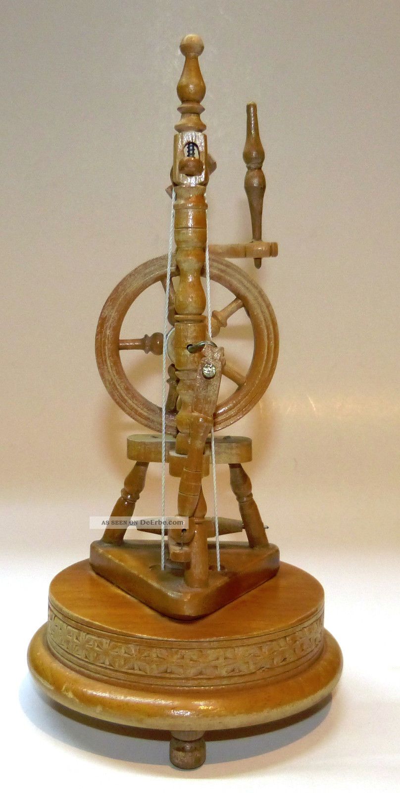 , Spinnrad Aus Holz Mit Spieluhr, Miniatur Spieldose - Alle Teile ...