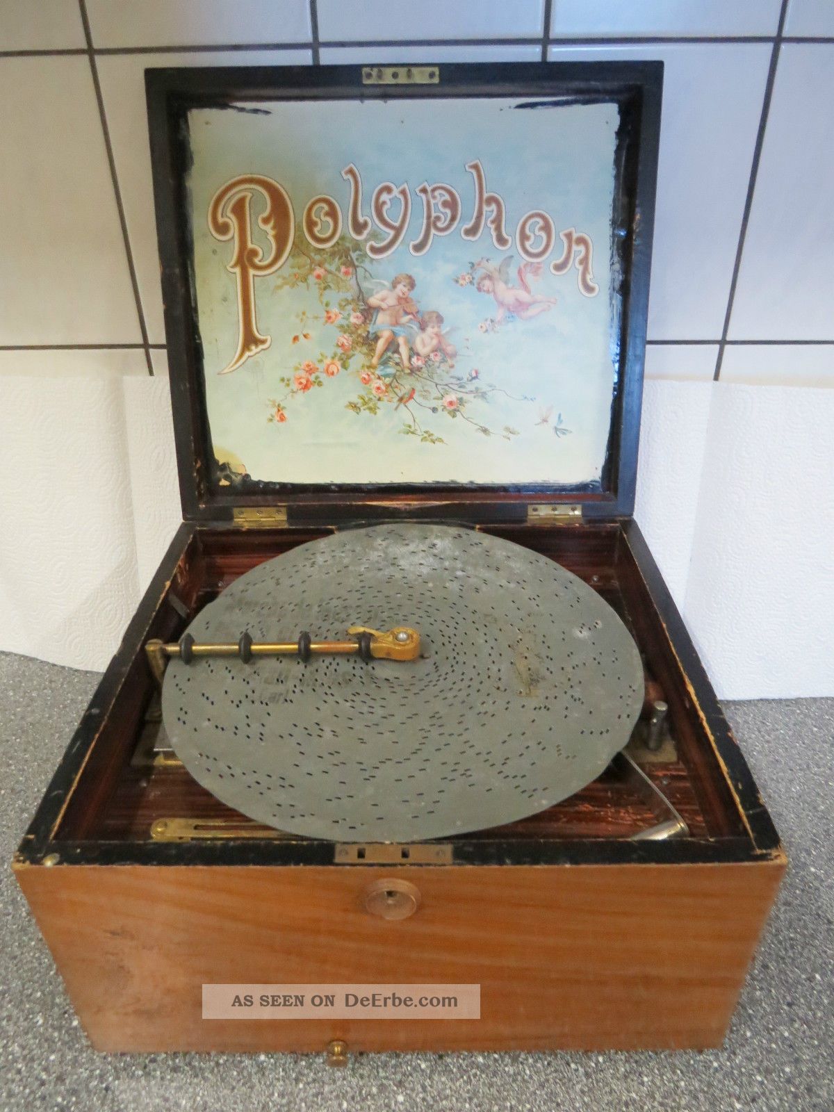 Polyphon Antik Mit 25 Platten Blechplatten Funktionsfähig Musik ...