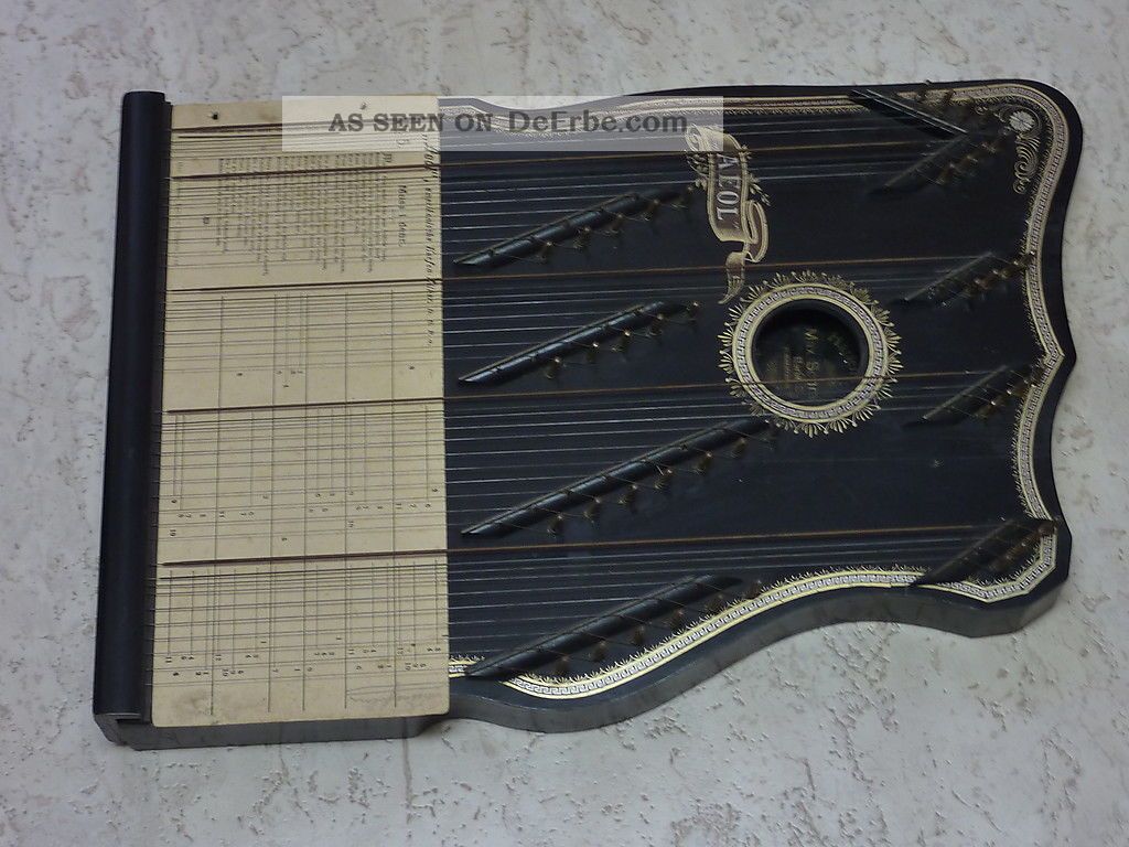 Amerikanische Harfen - Zither Aeol Mit 43 Saiten Und Versch. Unterlegnoten