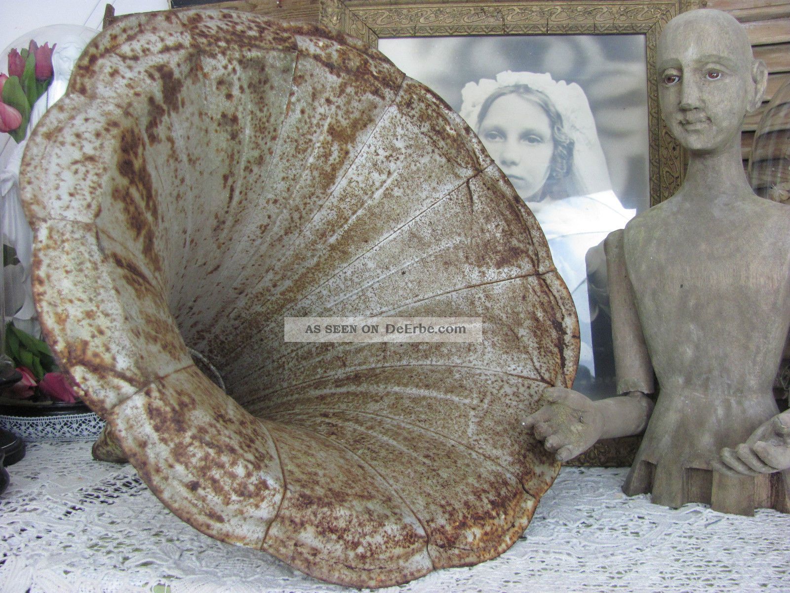 Frankreich Antiker Grammophon Trichter 1900french Shabby Chic Blech ...