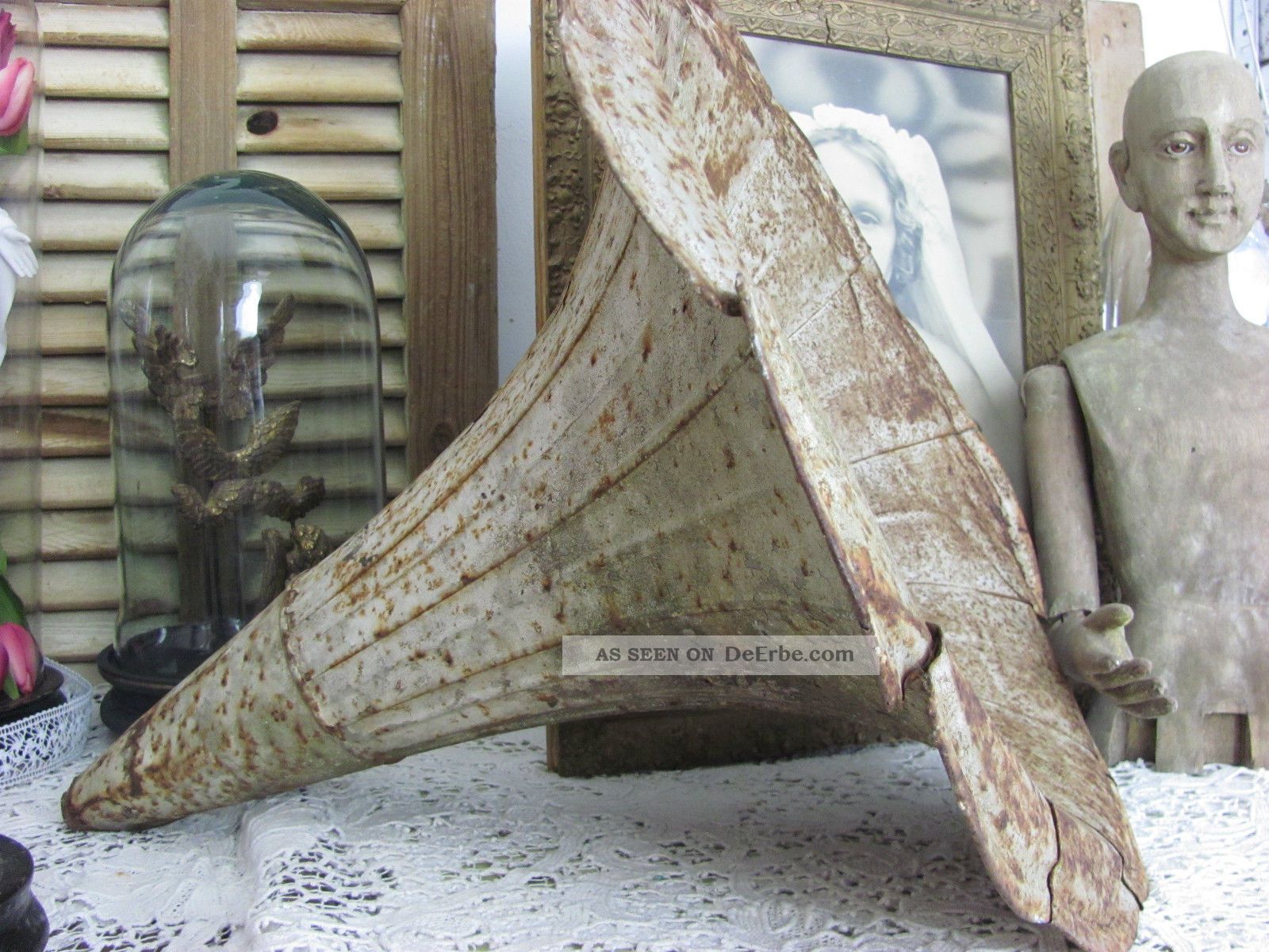 Frankreich Antiker Grammophon Trichter 1900french Shabby Chic Blech ...
