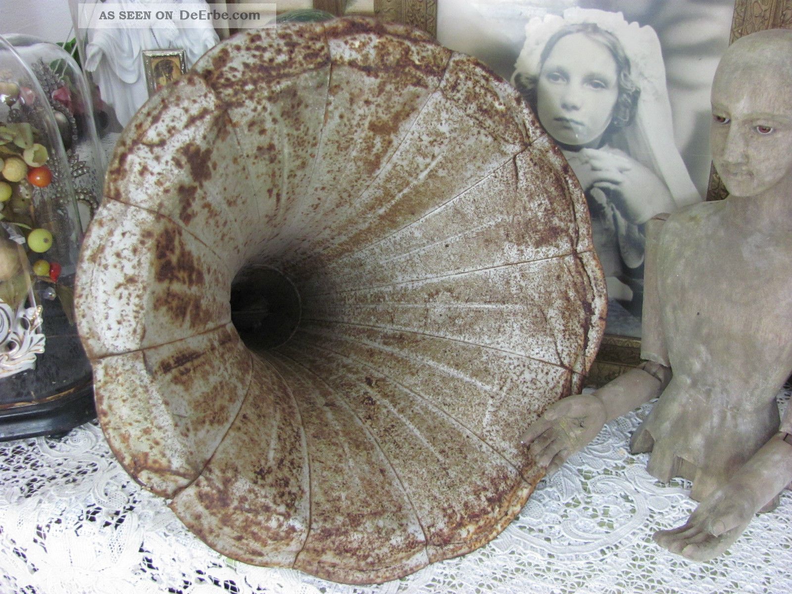 Frankreich Antiker Grammophon Trichter 1900french Shabby Chic Blech ...