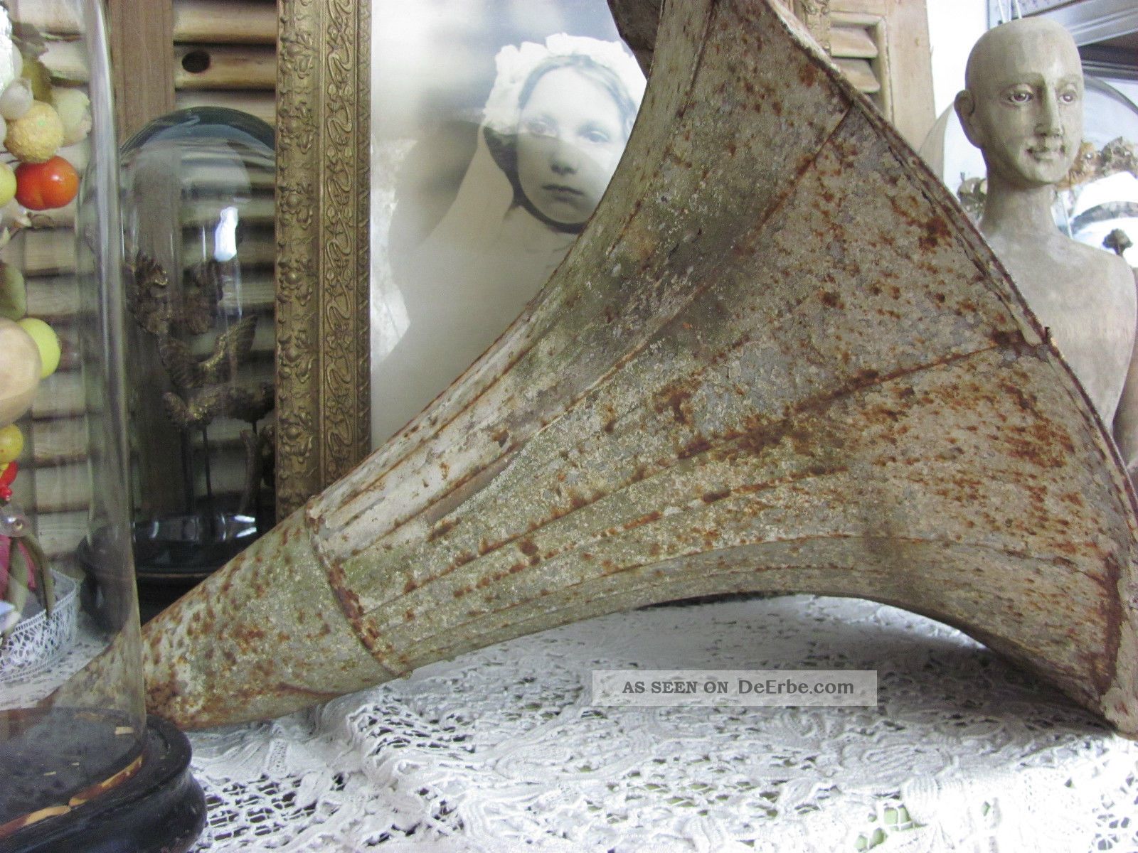 Frankreich Antiker Grammophon Trichter 1900french Shabby Chic Blech ...