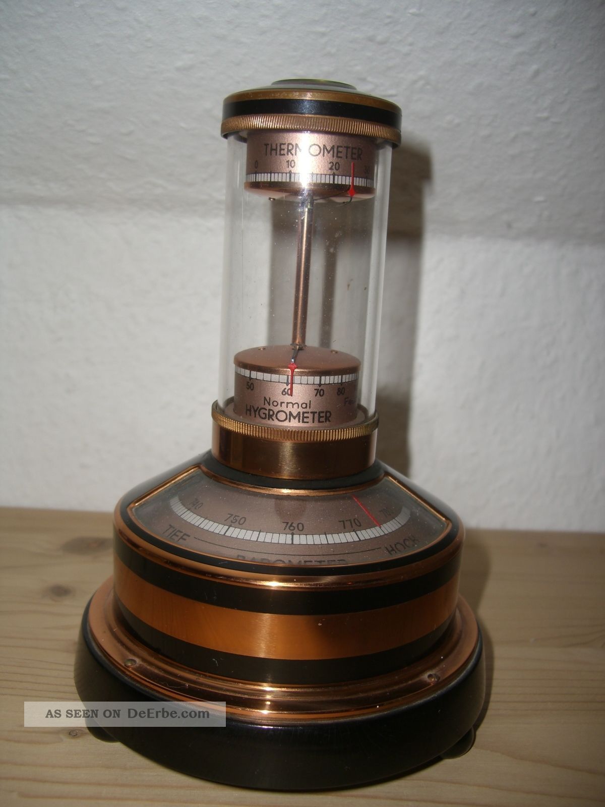 Lufft Wettersäule Barometer Thermometer Hygrometer Kompass 1950er