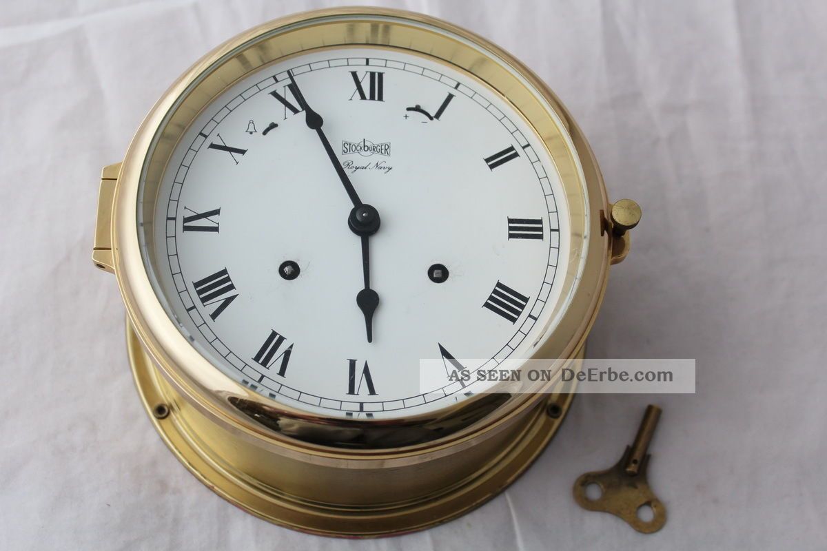 Vintage Stockburger Royal Navy Brass Maritime Nautical Ship Bell Clock ...