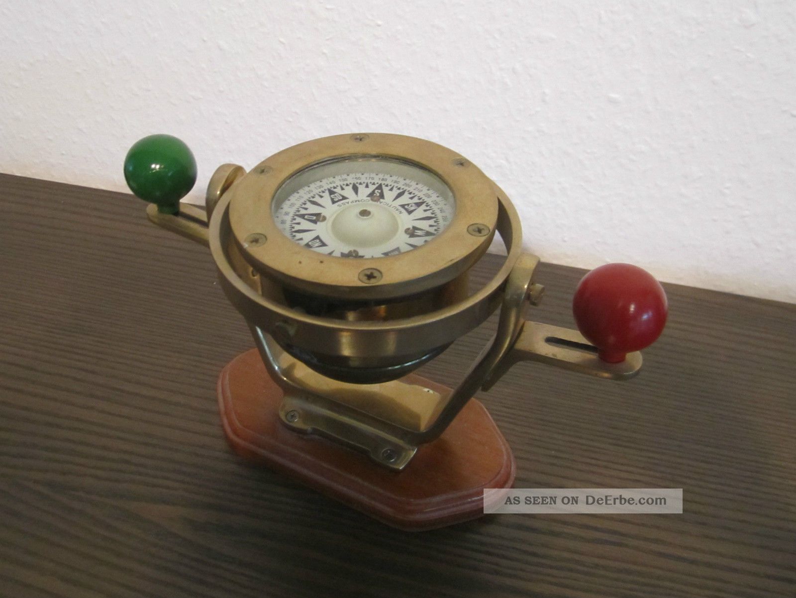 Großer Messing Kompass Nautic Schiff Dekoration Holzfuß Steuerboard ...