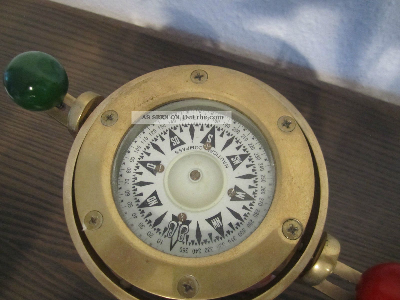 Großer Messing Kompass Nautic Schiff Dekoration Holzfuß Steuerboard ...