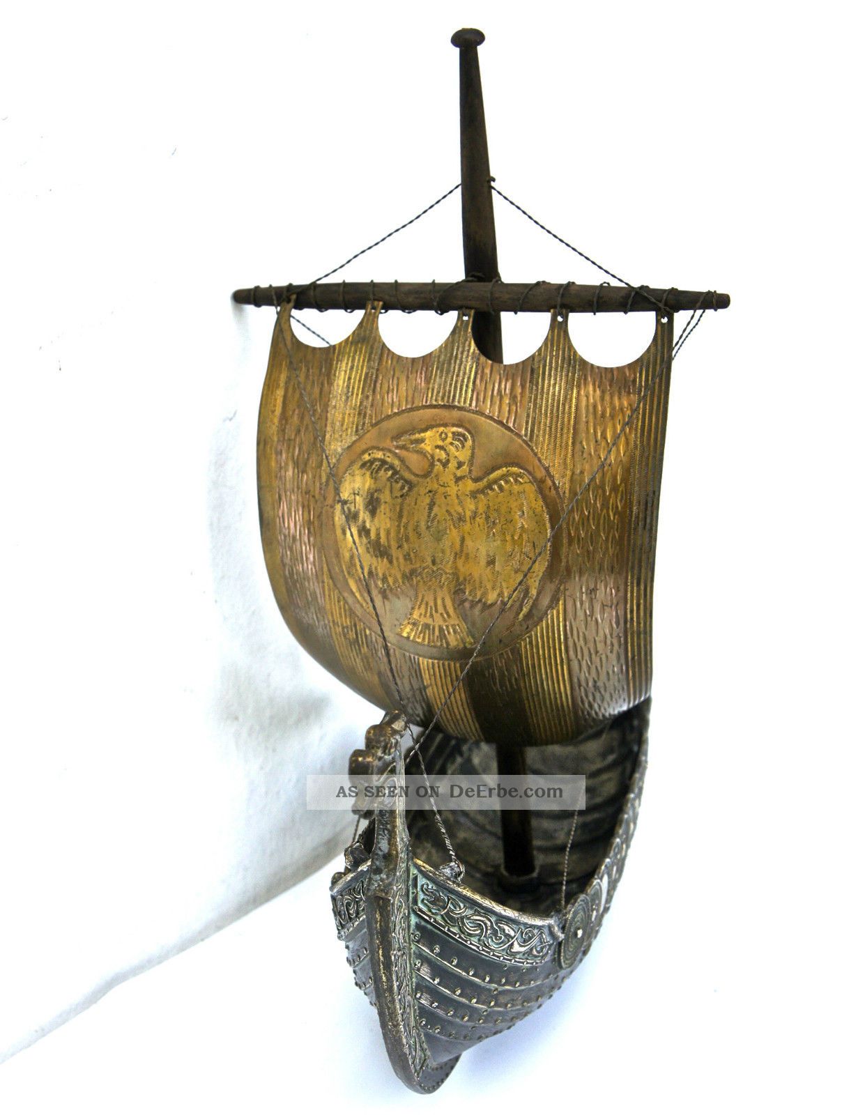 Großes Wikinger - Schiff - Modell Aus Bronze, Auf Holzständer, Länge 42 ...