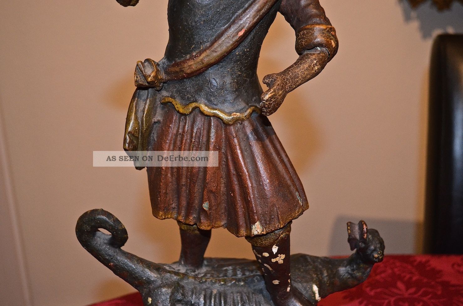 Heiliger Georg, Holz Skulptur, Barock 18 Jh. Um 1750, Garantiert