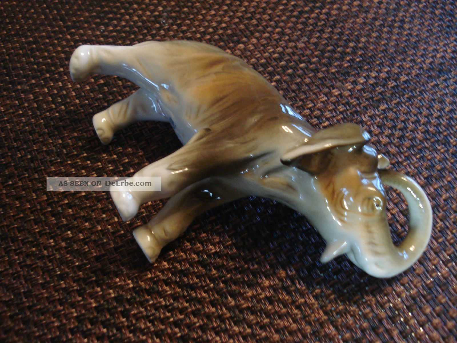 Alter Antiker Porzellan Dux Elefant Gemarkt Mit Rosa Dreieck Top - Vintage