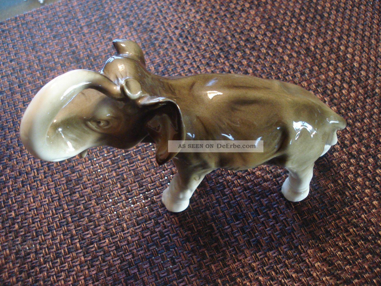 Alter Antiker Porzellan Dux Elefant Gemarkt Mit Rosa Dreieck Top - Vintage