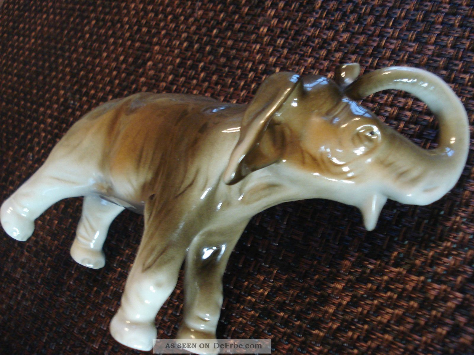 Alter Antiker Porzellan Dux Elefant Gemarkt Mit Rosa Dreieck Top - Vintage