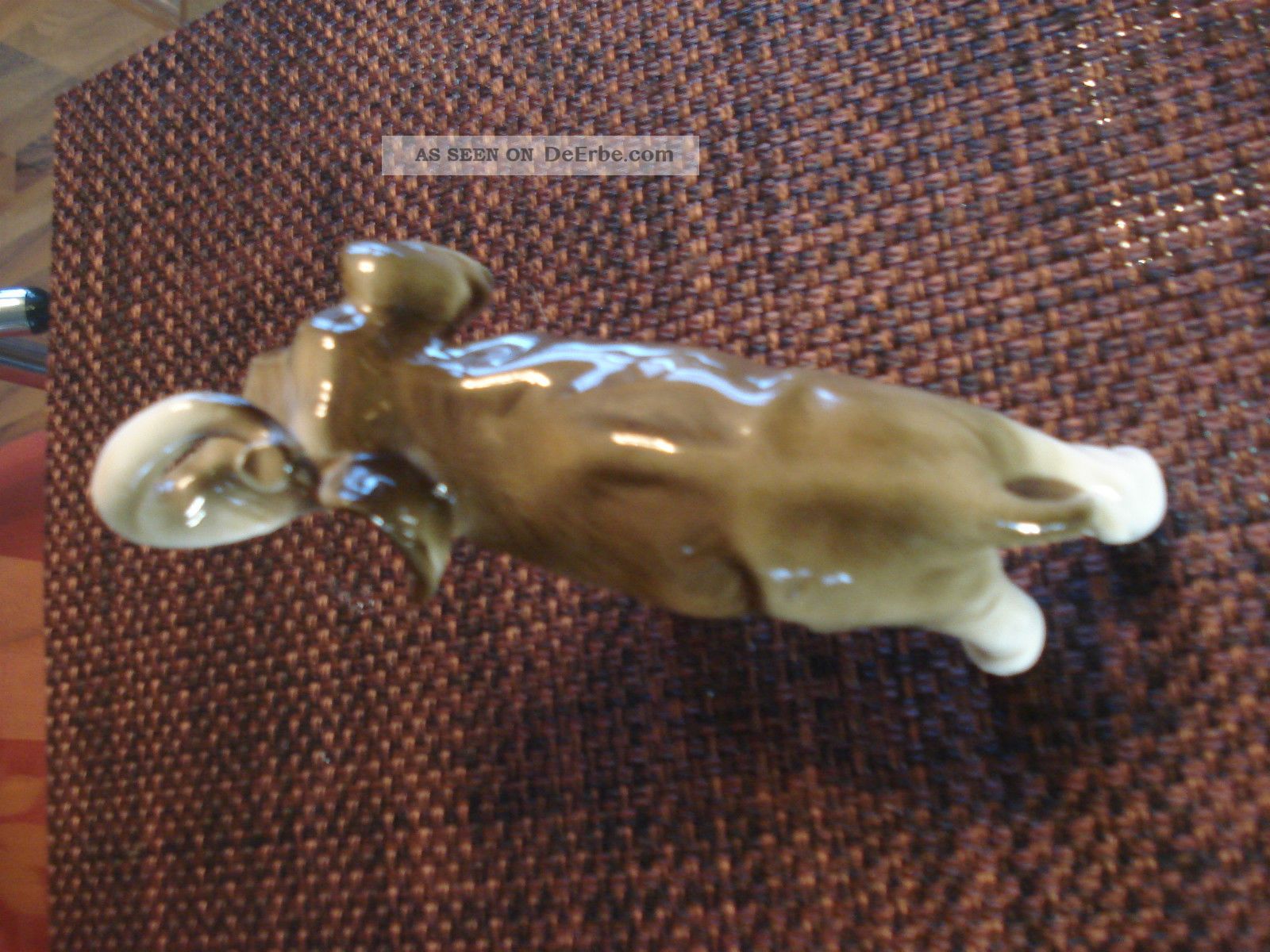 Alter Antiker Porzellan Dux Elefant Gemarkt Mit Rosa Dreieck Top - Vintage