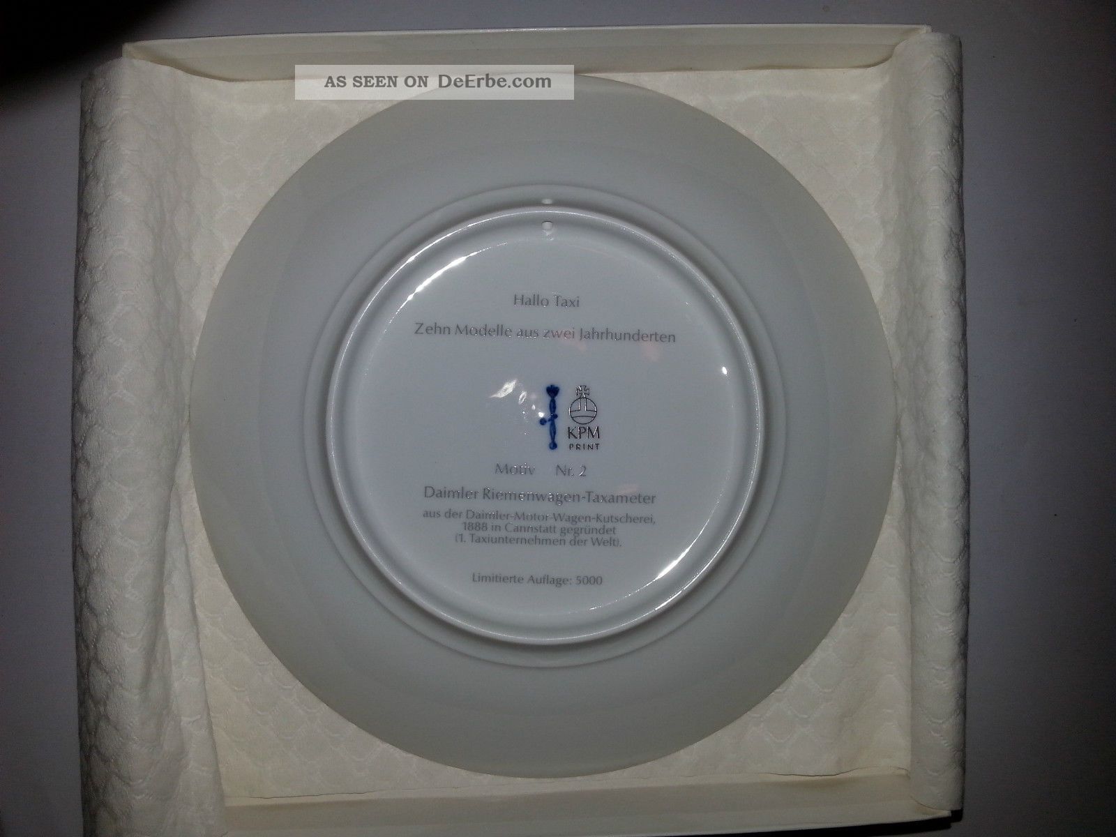 Kpm Porzellan Teller Hallo Taxi Typ Adler Motiv Nr. 2, 1. Wahl