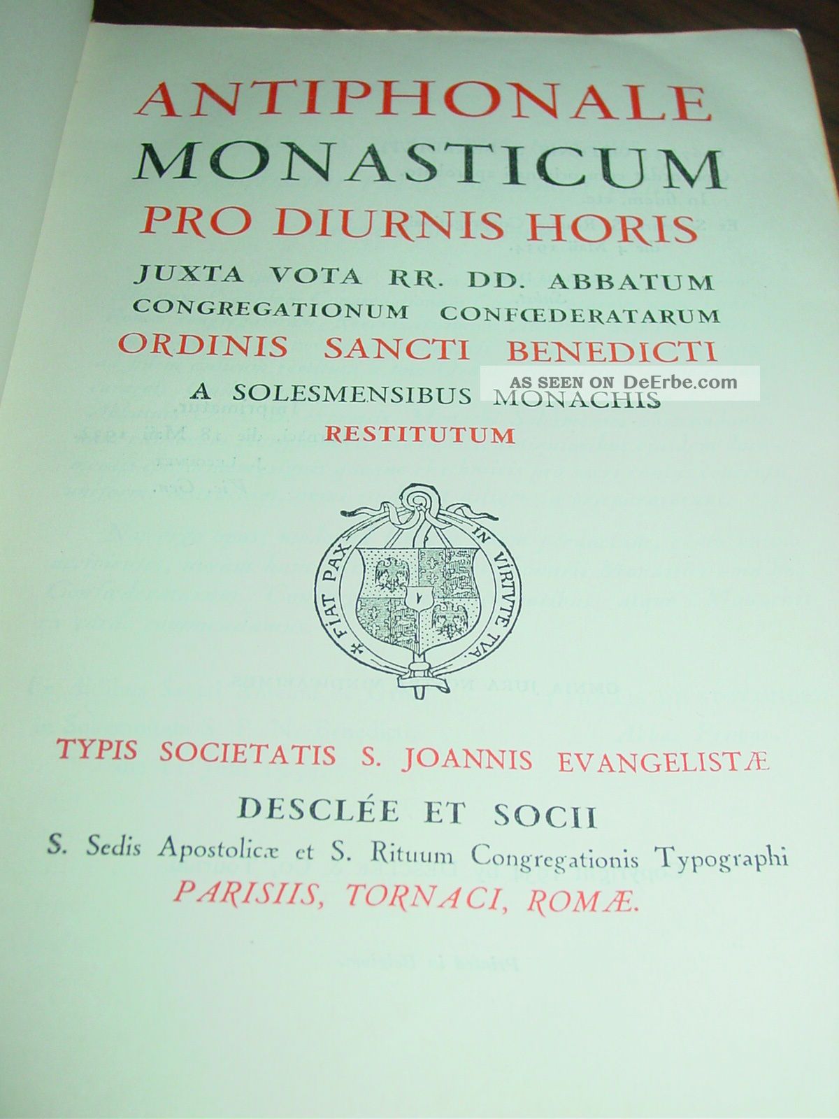 Antiphonale Monasticum Pro Diurnis Horis 1934 Liturgie Messbuch