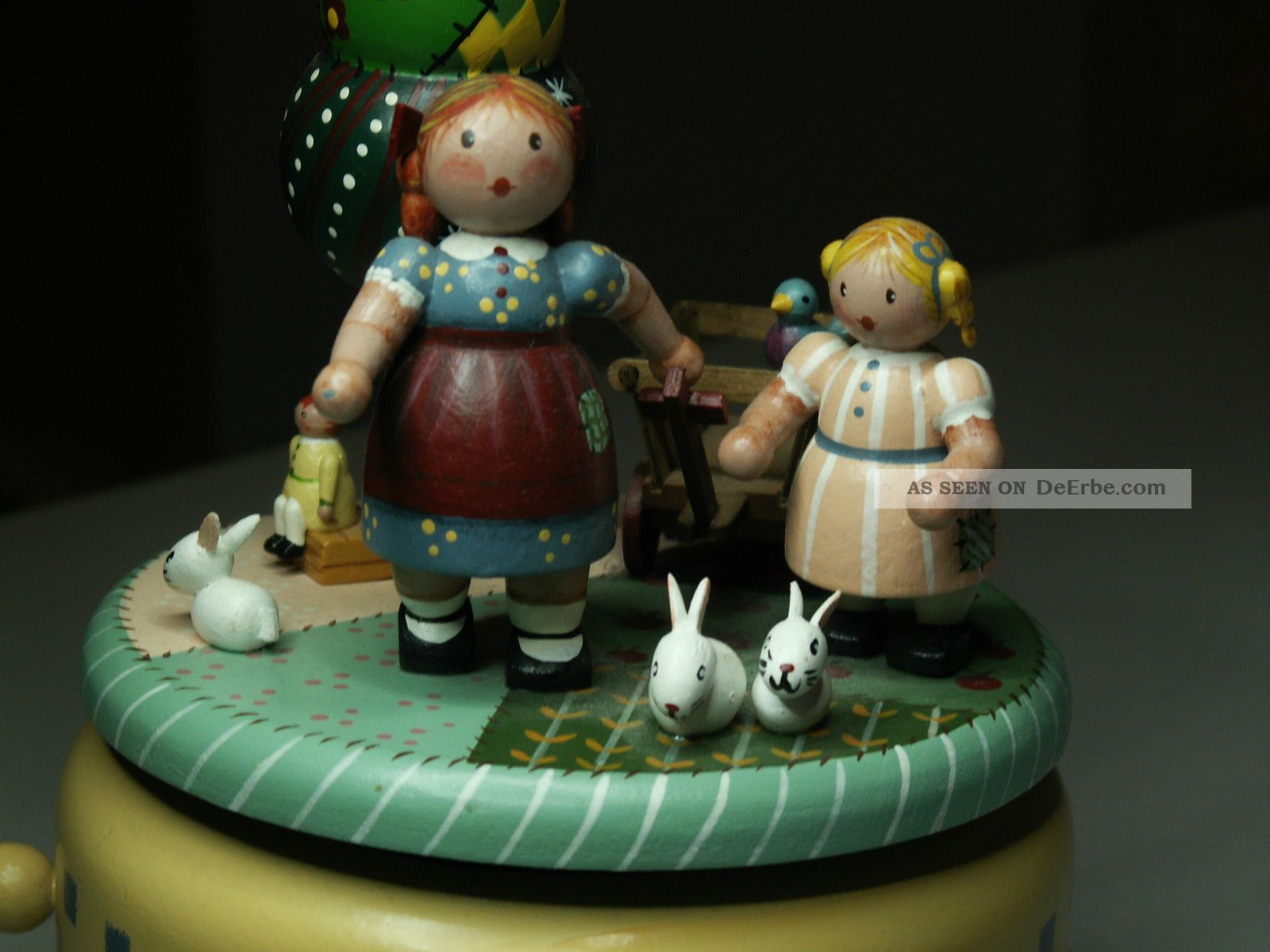 KÄthe Wohlfahrt Spieldose/spieluhr : 2 MÄdchen Mit Bollerwagen - Vitrinenzustand