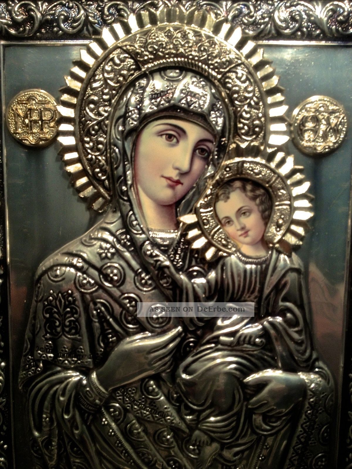 Sehr Schöne Ikone - Metall - Maria Muttergottes Mit Jesuskind Aus Den 50 Er