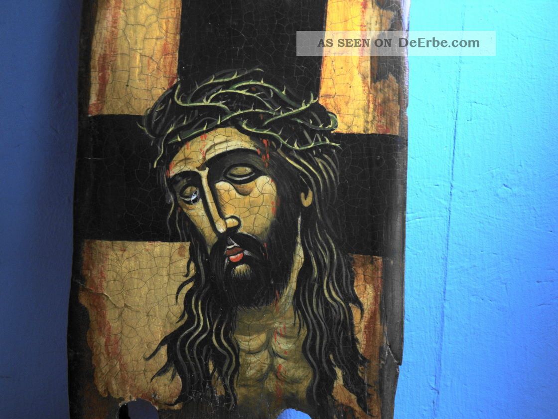 Antike Ikone, Jesus Bild Auf 100 Jahre Altem Holz, Eiche