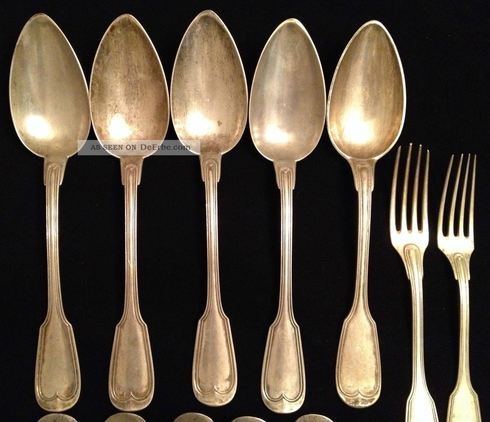 Konvolut 15 Teile Antikes Besteck 800er Silber Punziert Augsburger Faden