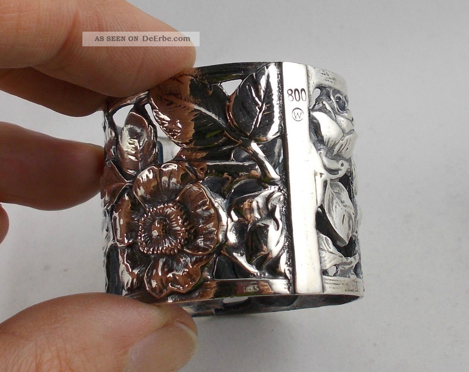 Rar Grosser Serviettenring Im Jugendstil / Art Nouveau 800er Silber