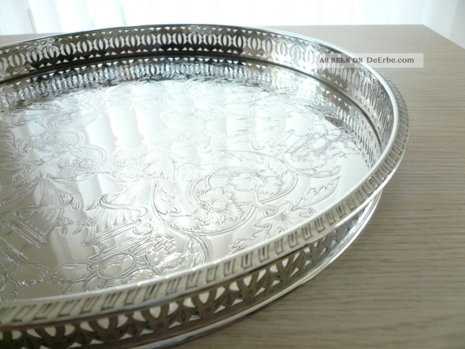 Großes Englisches Rundes Silber - Tablett " Falstaff " 31 Cm ...
