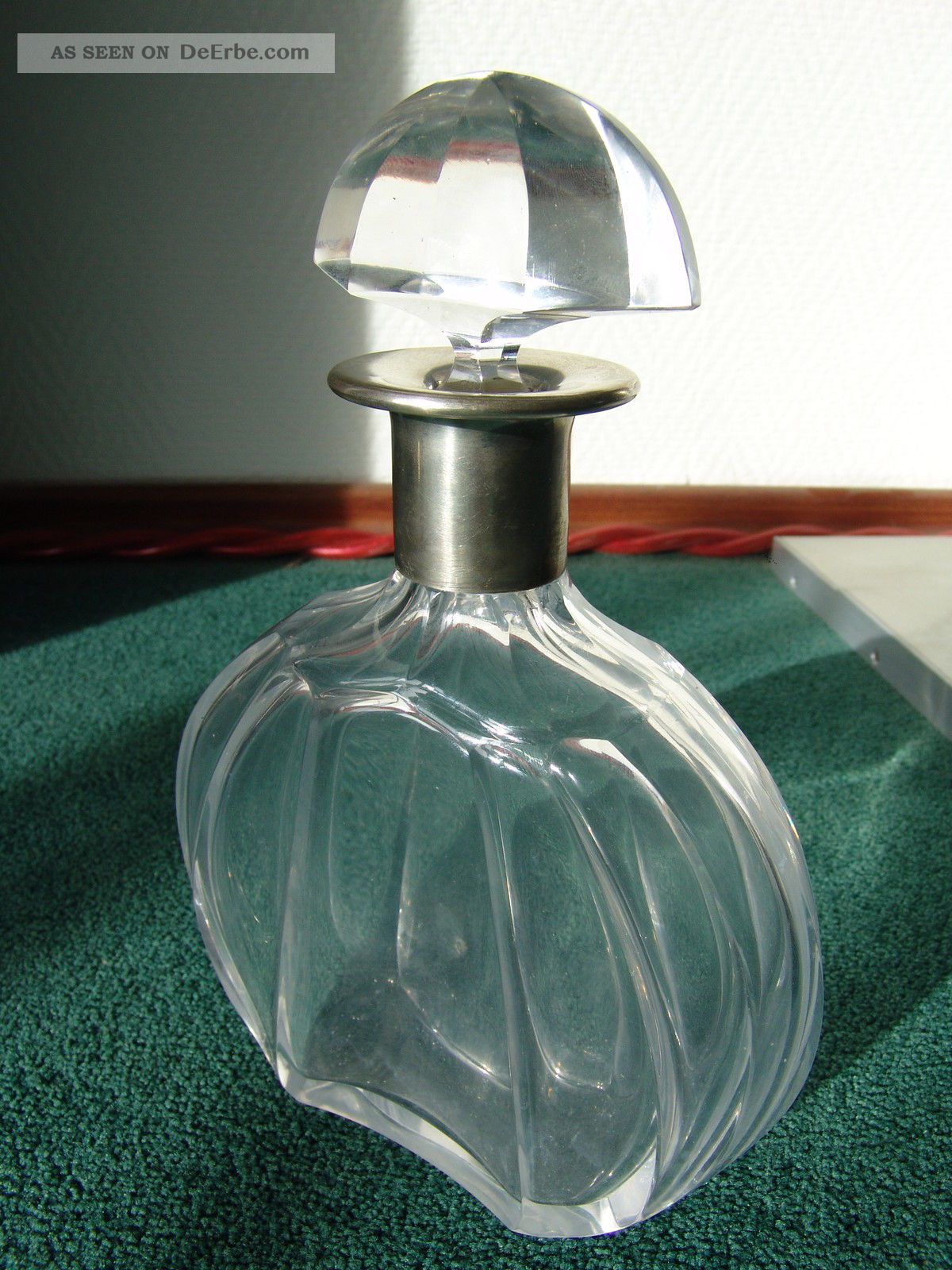 Alte Kristall Karaffe Mit 830er Silber - Montur Art Deco Zeit