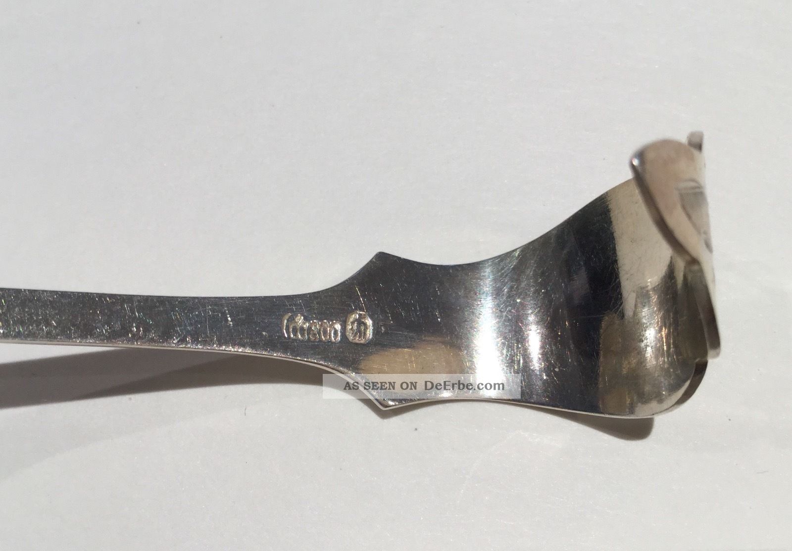 Sahnelöffel Gebogen, Gustav Haegemann Friesenmuster, 800er Silber