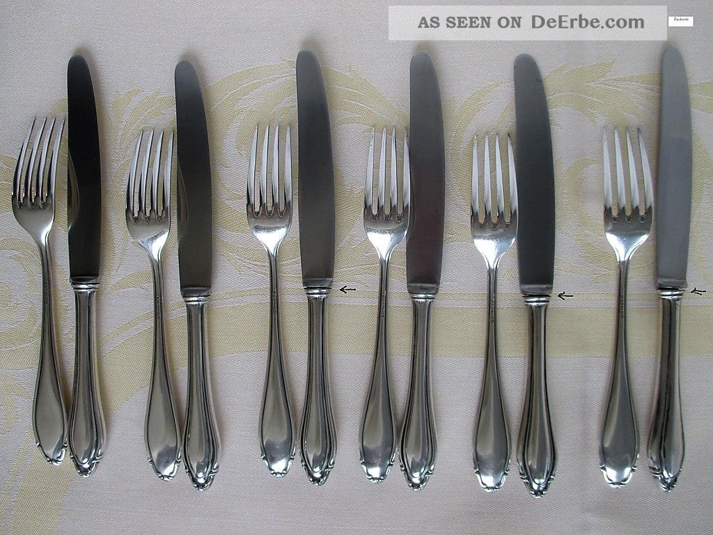 12 - Teiliges Dessertbesteck, Vorspeise, Punze Kh, Fritz Gerber, 800 Silber