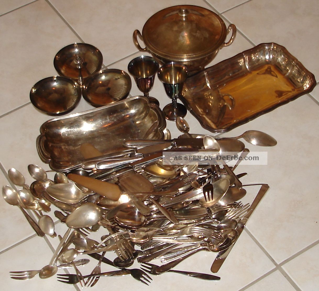 Silber Silberschrott Versilbert Konvolut 7, 8 Kilo Besteckteile Schalen