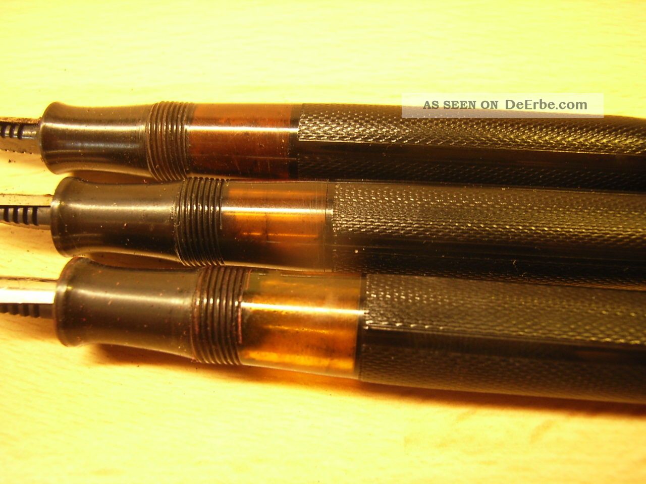 3 Stück Pan Kolbenfüller Füllfederhalter Schwarz M. Silberfarb. Degussa ...