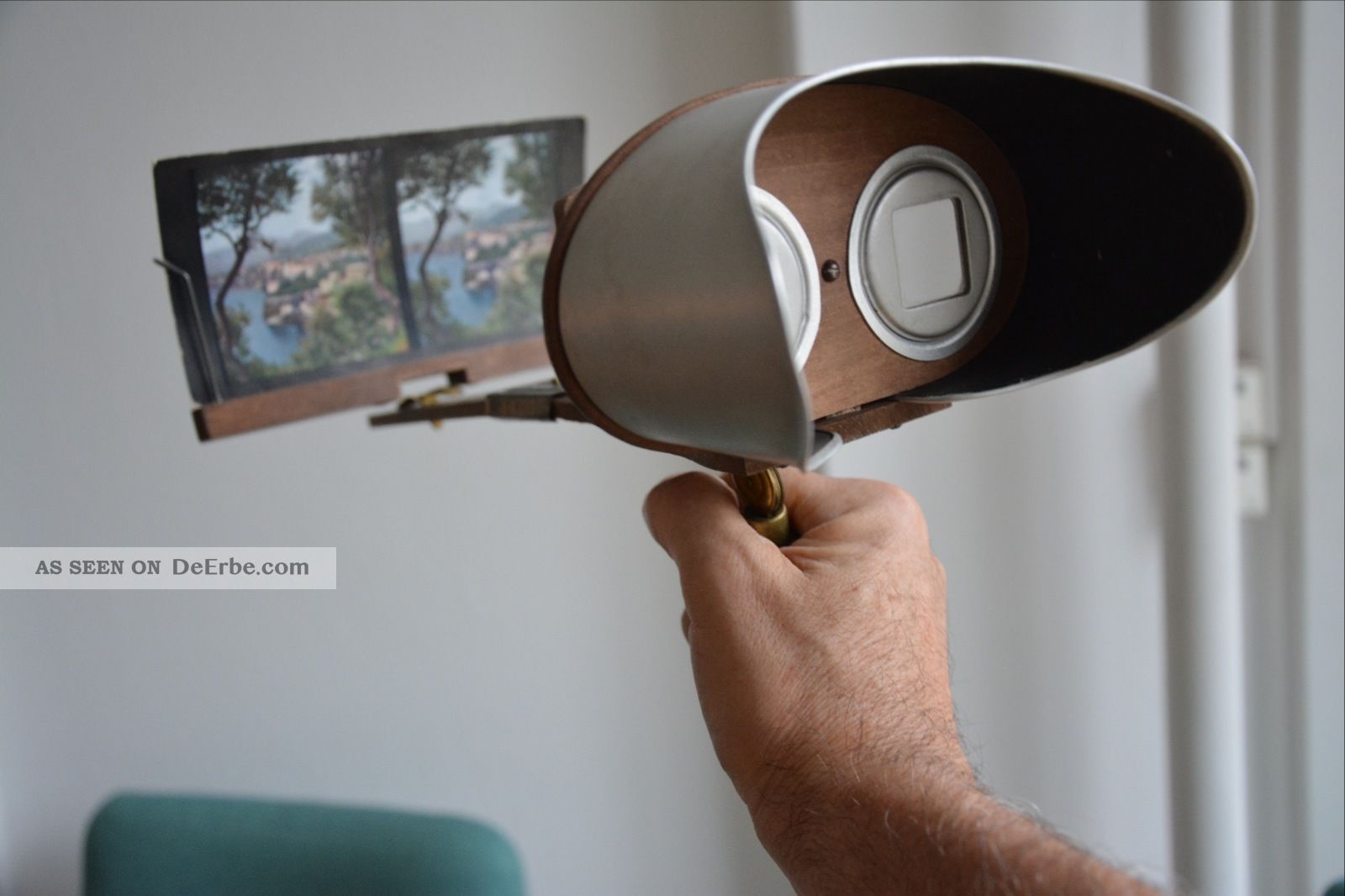 Stereoskop " Isostereo ", Ca. 1900, Mit 25 Farbigen Stereobildern