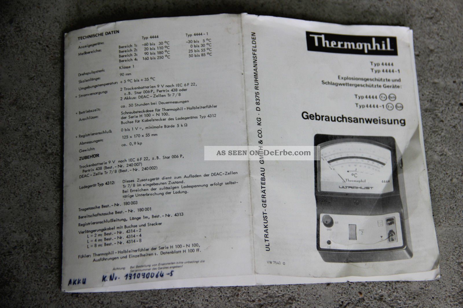 Ultrakust Thermophil 4444 - 1b Ex Temperatur MessgerÄt ...