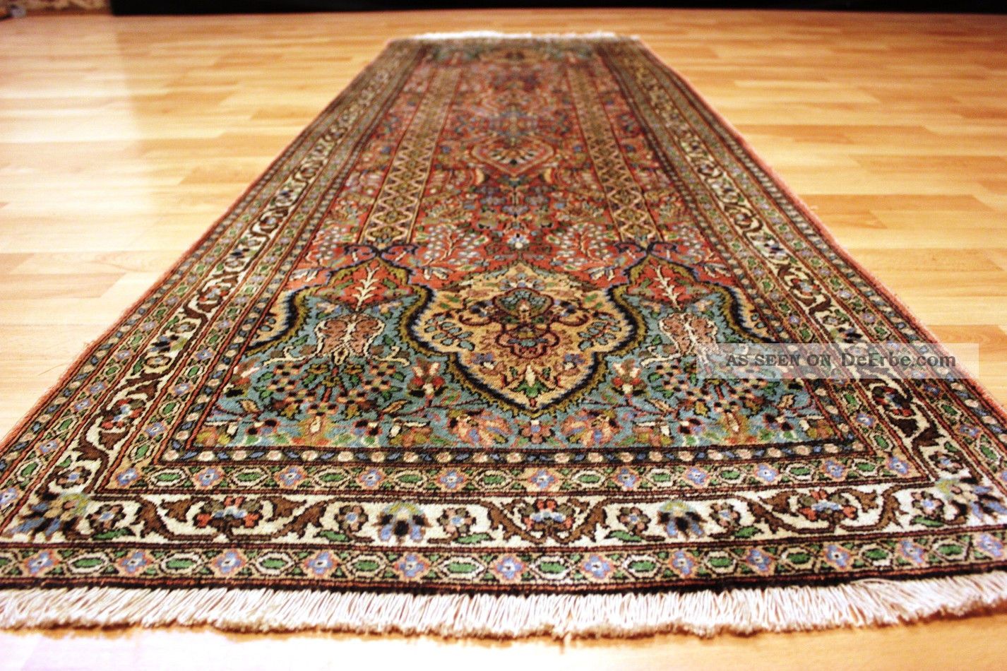 Seidenteppich Kaschmir Seide " Gereinigt " LÄufer Teppich Silk Old Rug ...