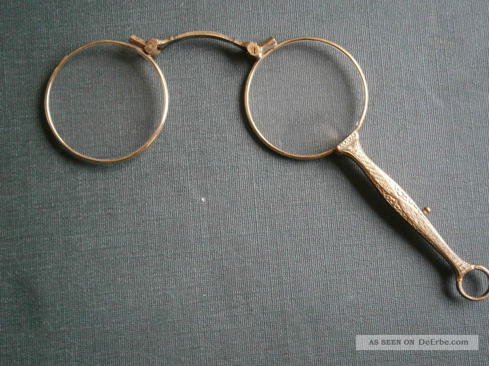 Nachlass Antikes Goldfarbiges Lorgnon Lorgnette Monokel - Art Deco