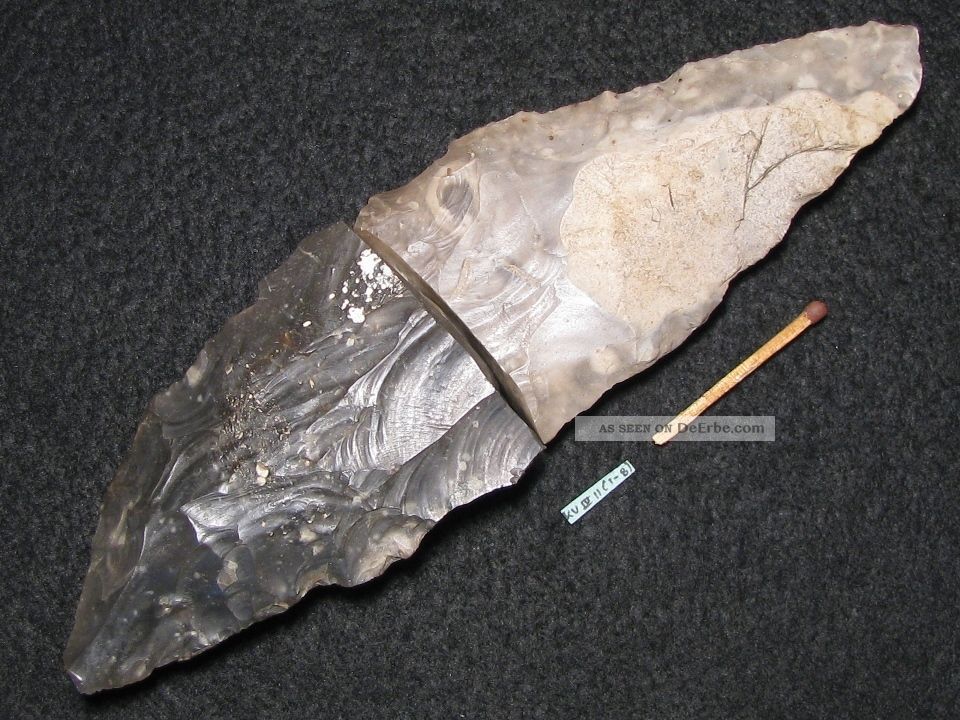 4400 J. A: 2x Ernte Sichel Steinzeit Neolithikum Feuerstein Silex Flint