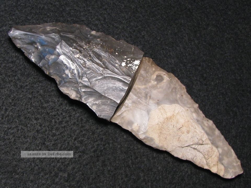 4400 J. A: 2x Ernte Sichel Steinzeit Neolithikum Feuerstein Silex Flint