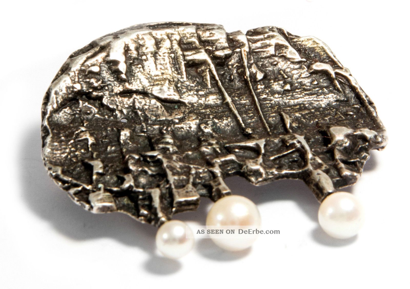 Design Der 1960er: Silber Brosche Mit Perle, Handarbeit / Vintage ...