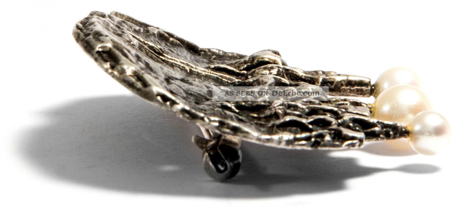 Design Der 1960er: Silber Brosche Mit Perle, Handarbeit / Vintage ...