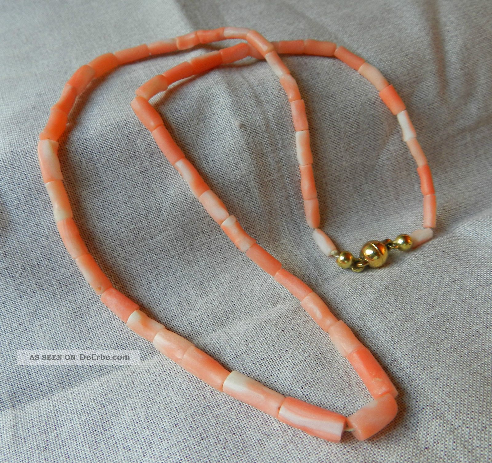 Korallen Kette Halskette Collier Mit Magnetschließe Silber Ag 925 ...