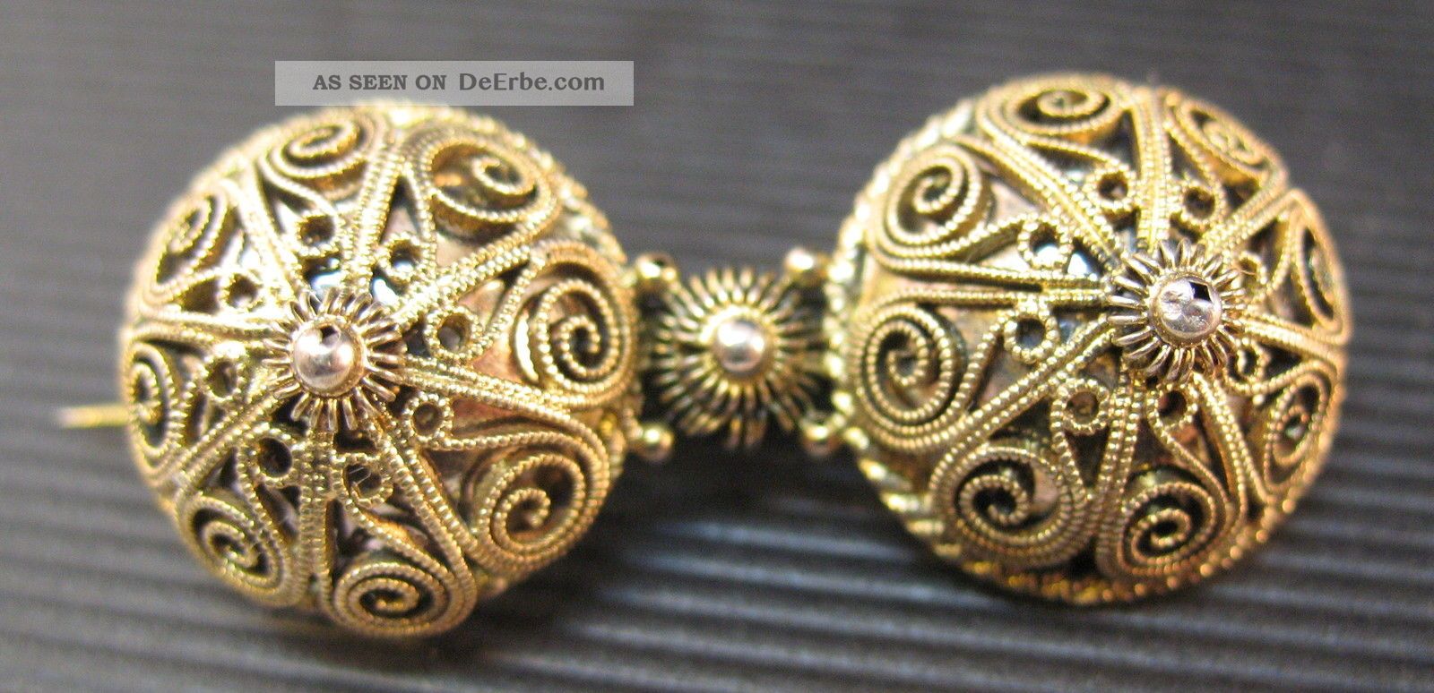 Seltene Antike Vergoldete Brosche Aus 830er Silber