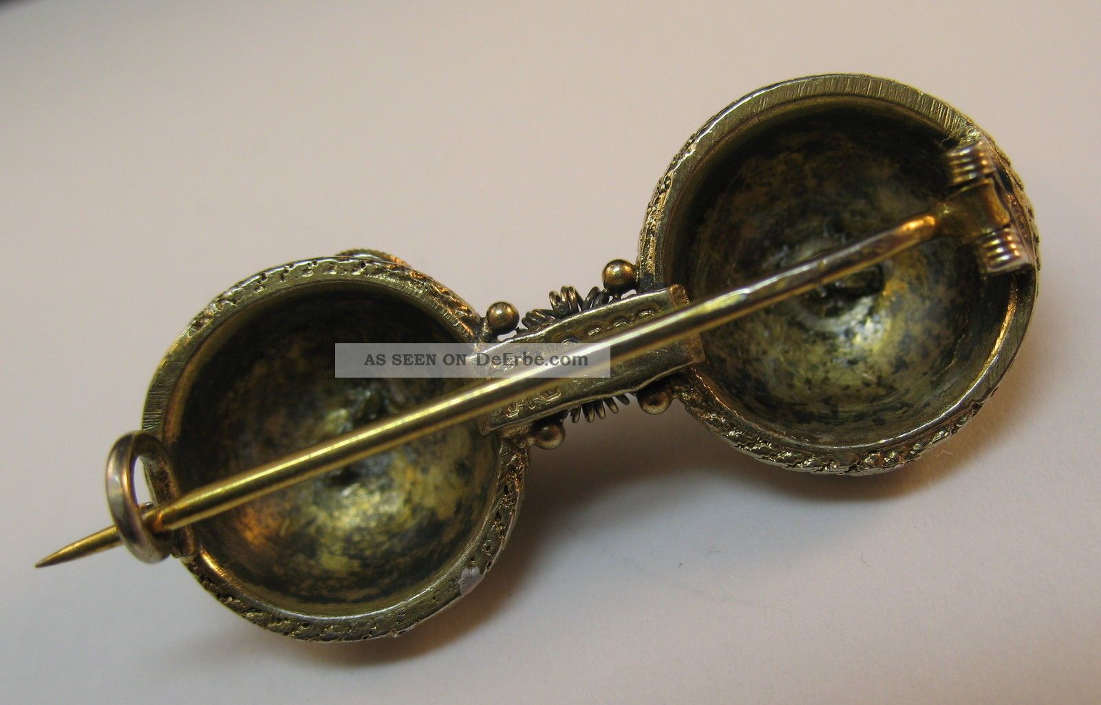 Seltene Antike Vergoldete Brosche Aus 830er Silber